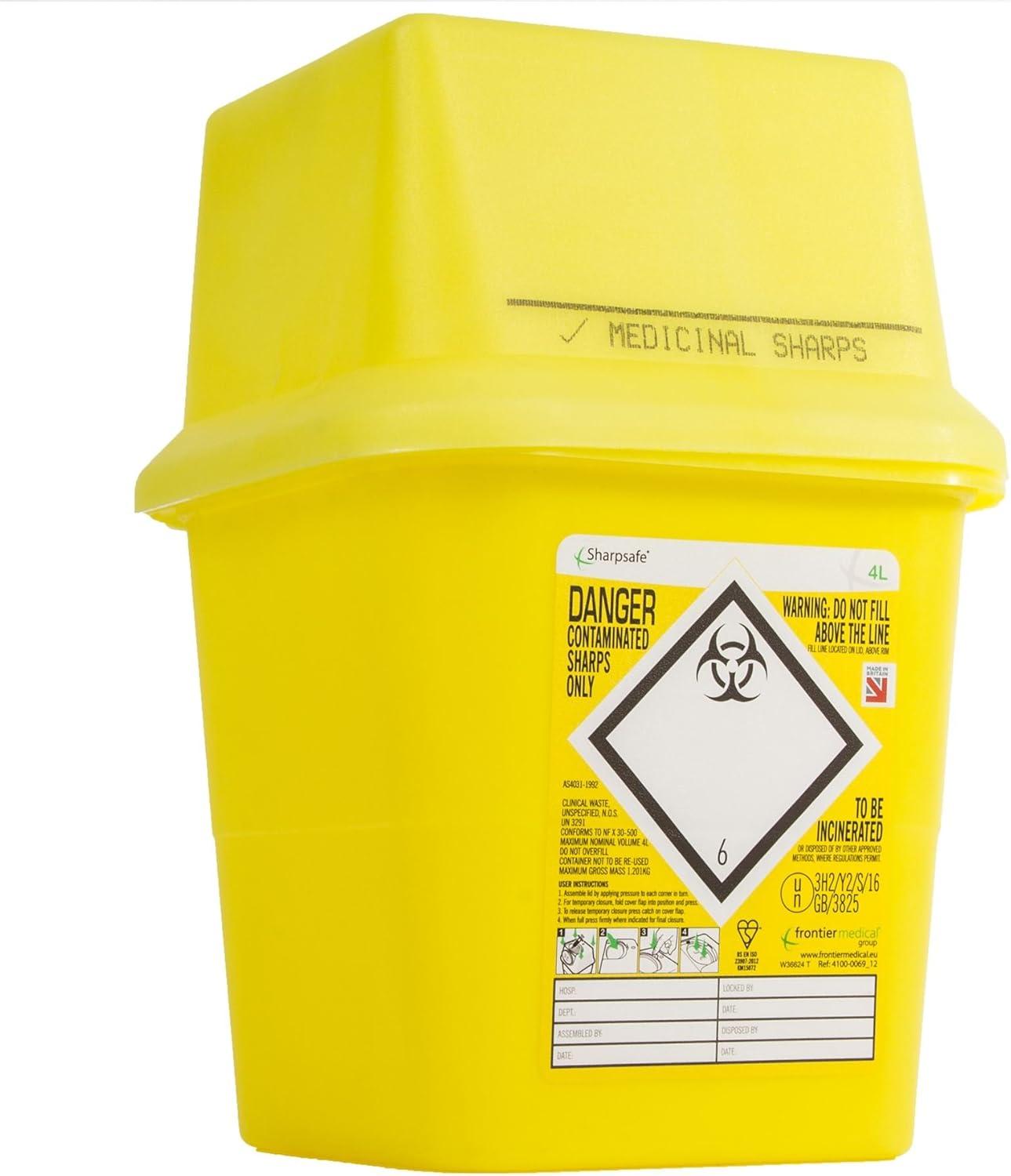 2X Biohazard Sharps Large Medical Bins 4 Litre Boxes
