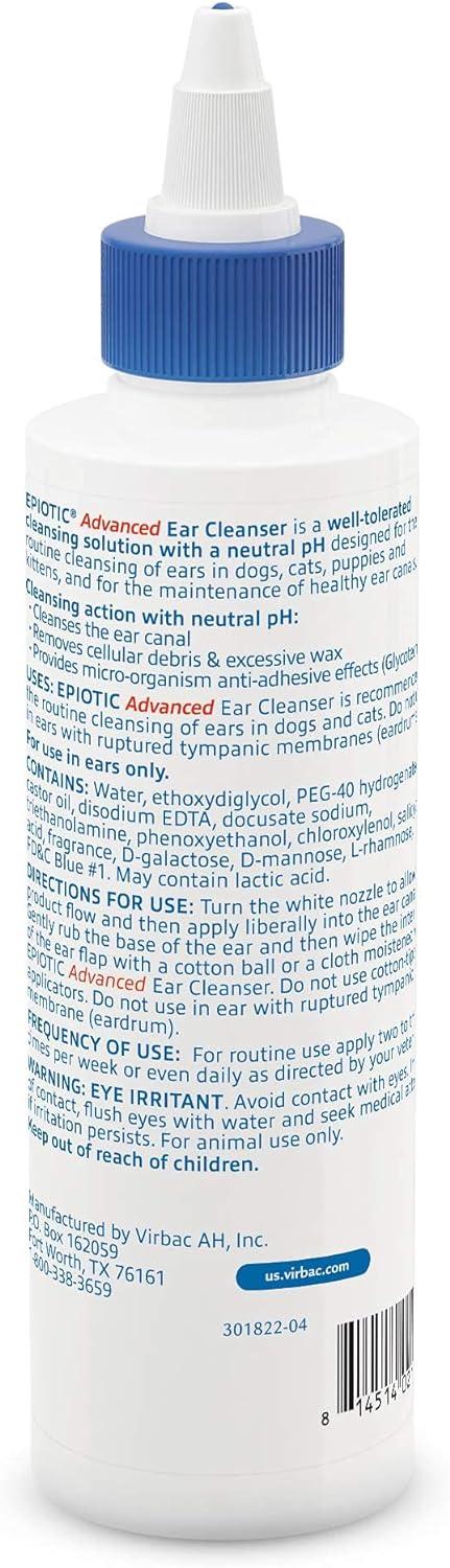 Virbac Epi-Otic Advanced Ear Cleaner 8 oz - 2 Pack | Effective Pet Ear ...