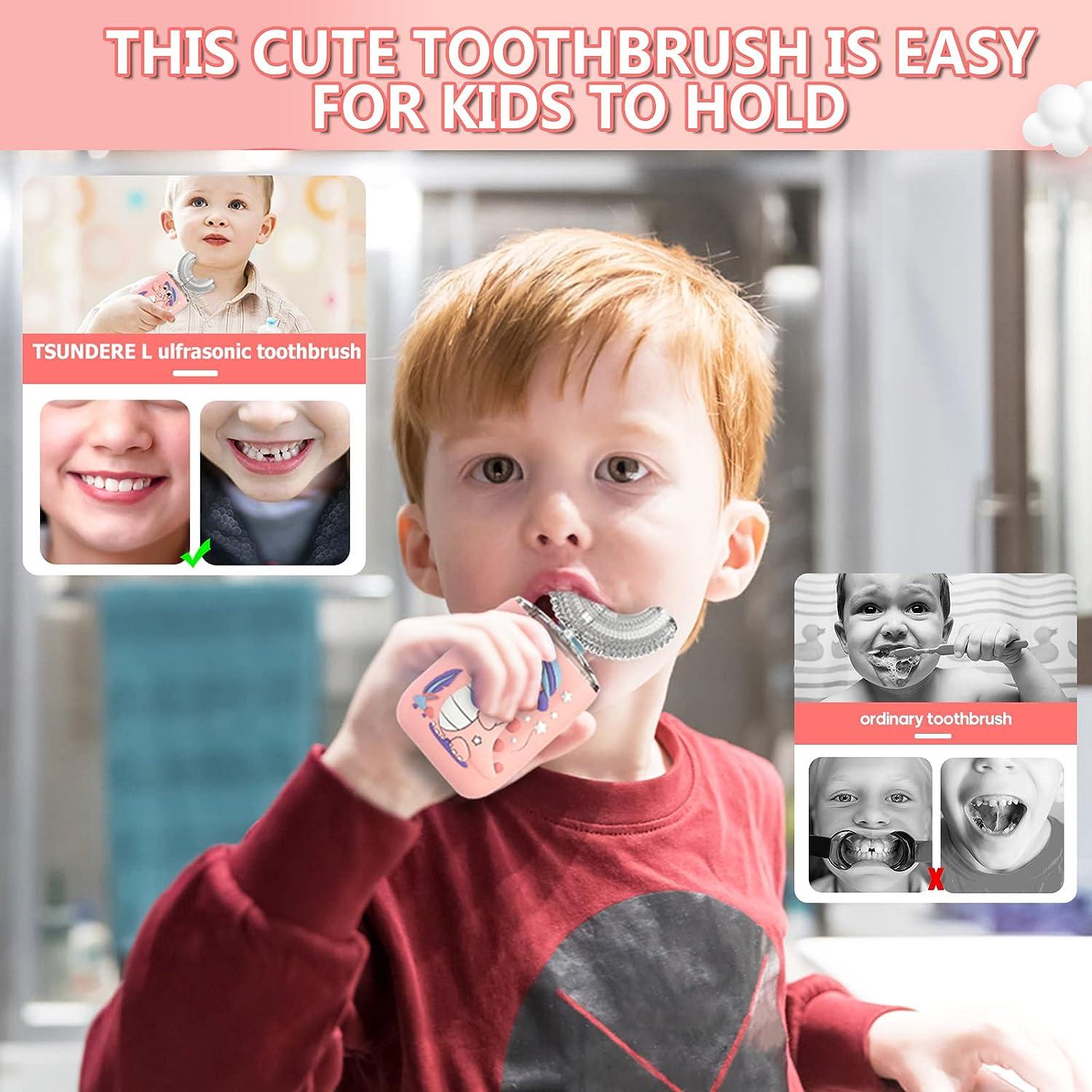 TSUNDERE L Toddler Toothbrush | Electric U Shaped Kids Toothbrush | 4 ...
