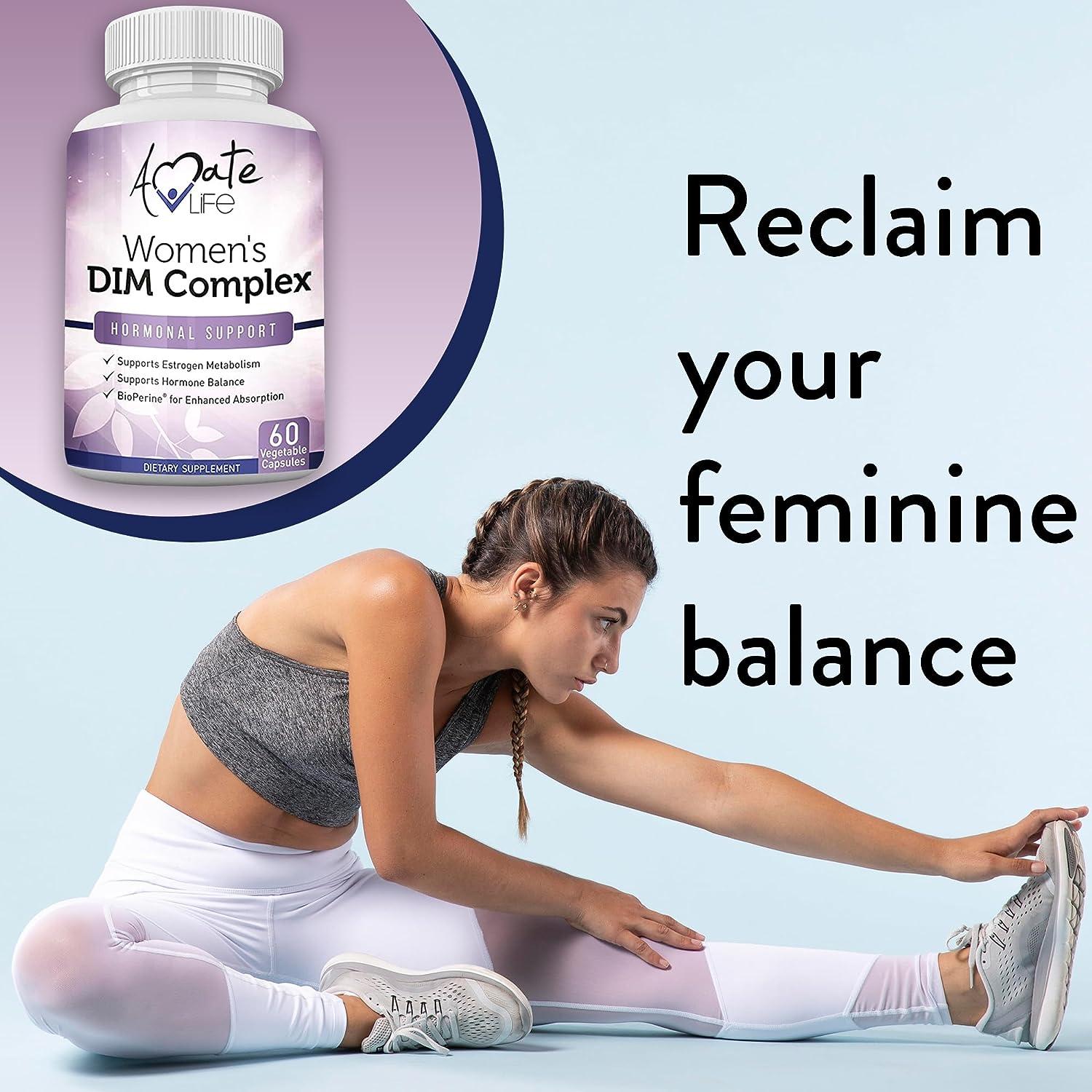 Women's DIM Complex 150mg with Bioperine for Menopause & Hormonal Balance - 60 Capsules - Made ...