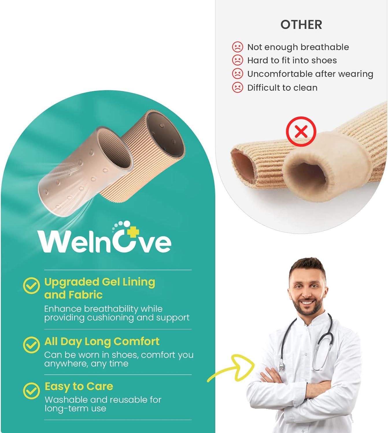 Welnove Toe Sleeve Protector Tubes with Gel for Bunion, Callus, Corn ...