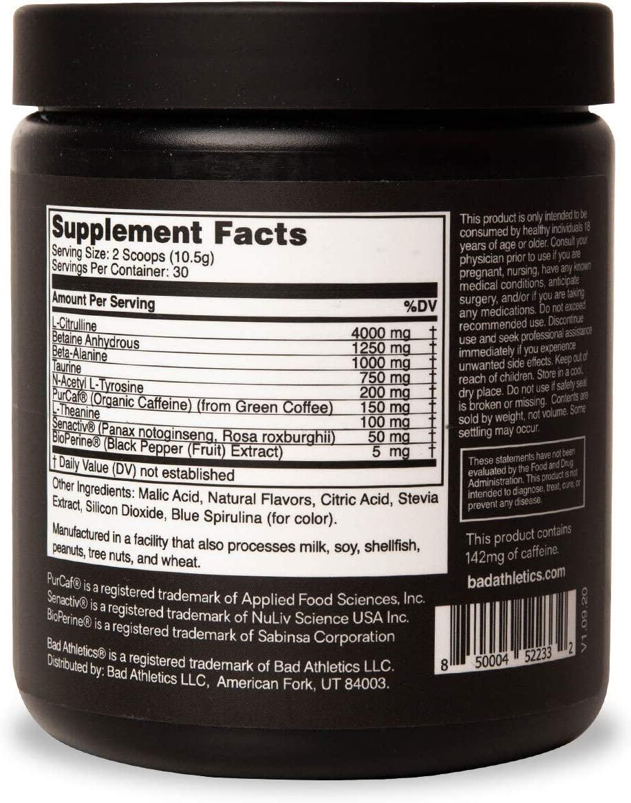 Bad Athletics Blue Raspberry Pre Workout Powder for Women - Energy ...