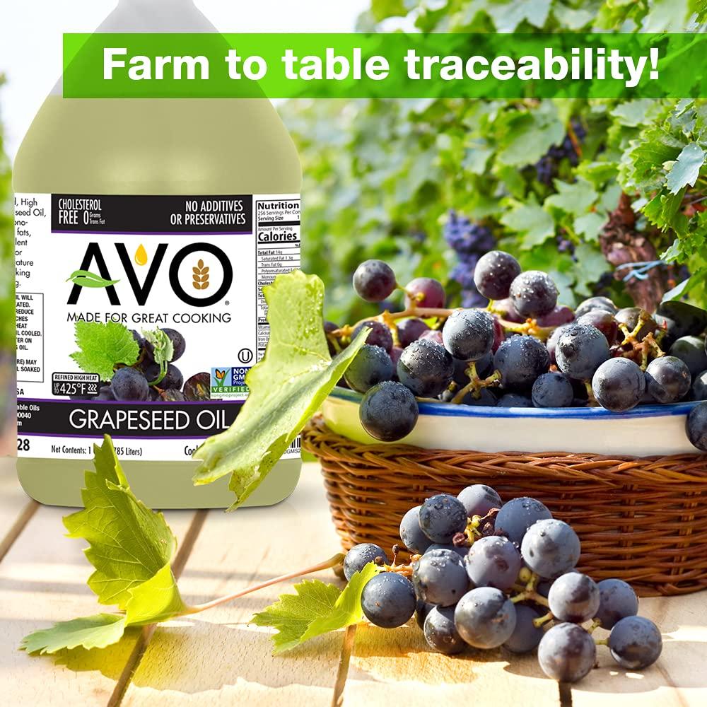 AVO 100% Grapeseed Oil - Non GMO, 1 Gallon, No Preservatives Added ...