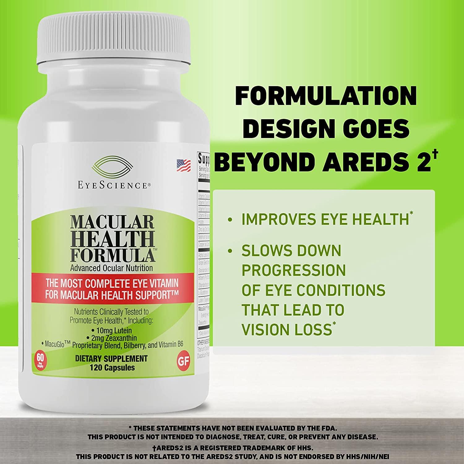 EyeScience Macular Health Beyond AREDS2 Formula with Lutein, Zeaxanthin ...