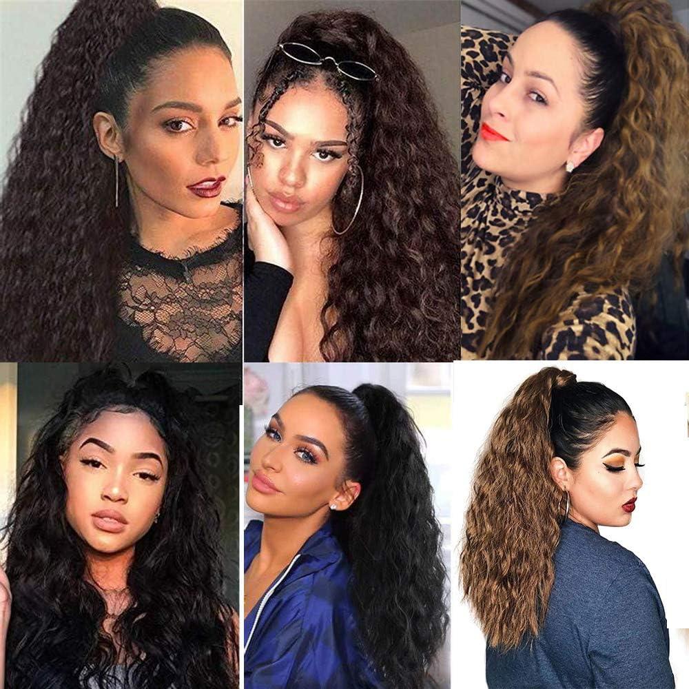 24" Corn Wave Ponytail Extension Claw Clip on Ponytails Wavy Curly Hair ...