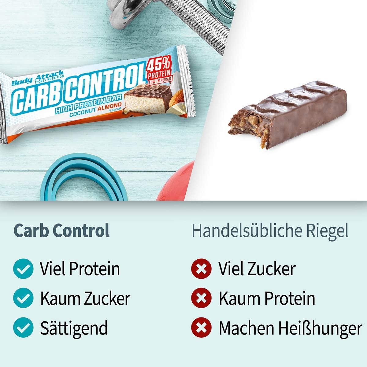 Body Attack Carb Control Protein Bars - Crispy Caramel Low Sugar High ...