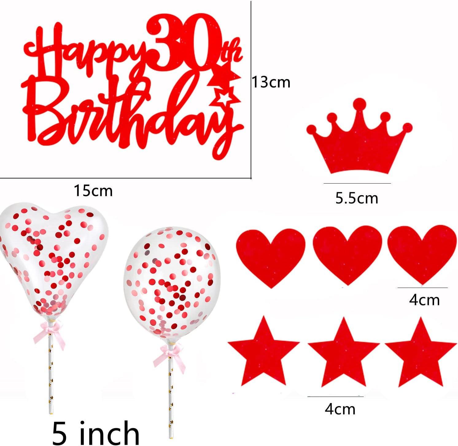 Red Cake Decoration 30th Birthday Woman Happy 30th Birthday Cake ...