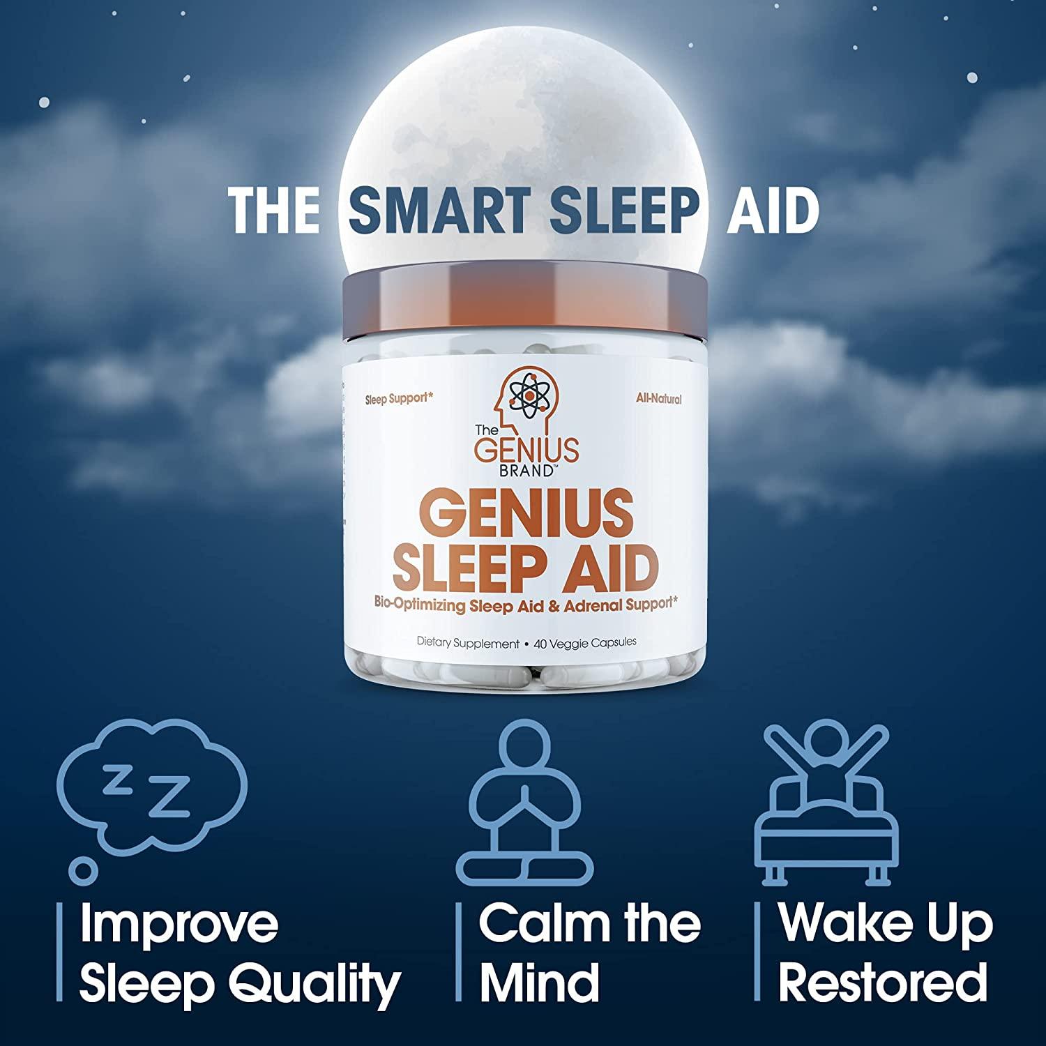 Genius Sleep AID - 40 Capsules | Natural Sleep Support for Restful ...