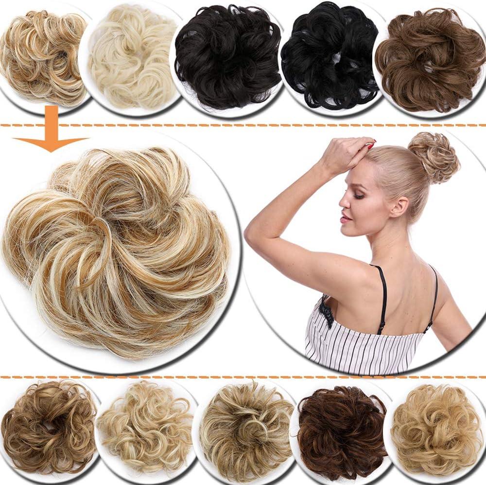 Sandy Brown to Bleach Blonde Messy Updo Hairpiece Scrunchie - Curly ...