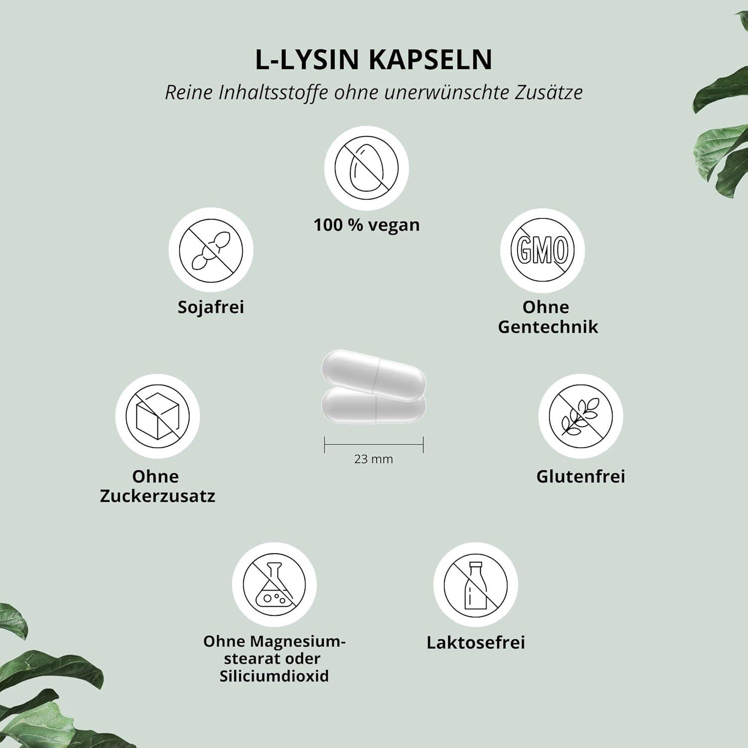 High Dose L-Lysine Capsules 2200mg - Vegan Amino Acid for Collagen ...