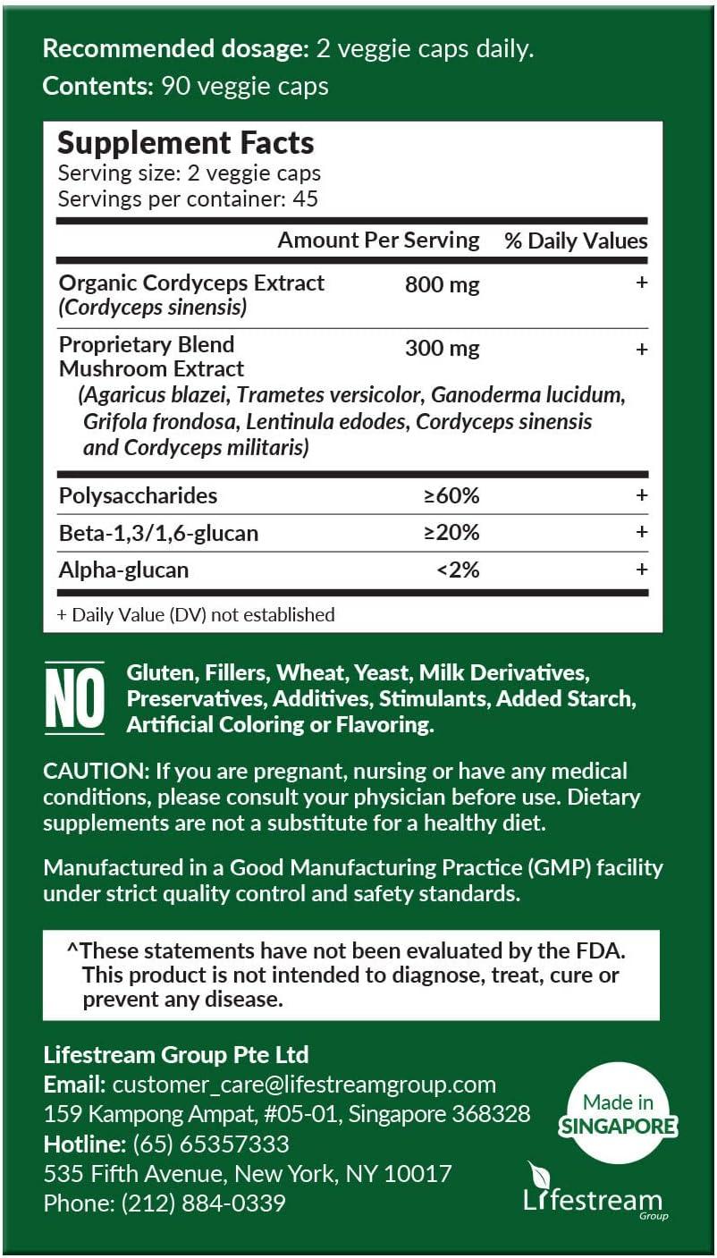 LABO Nutrition Organic Cordyceps Ultra 8 Medicinal Mushroom Supplement ...