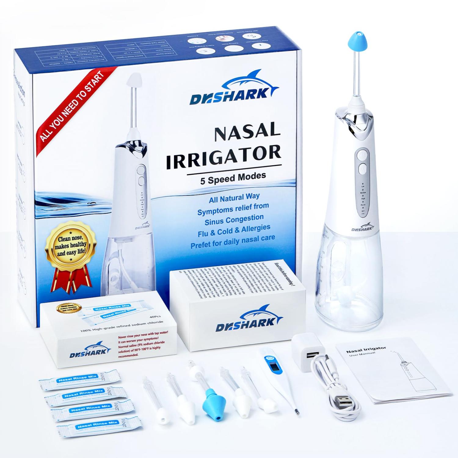 Dr.Shark Electric Sinus Cleaner: Cordless Nasal Irrigation System for ...