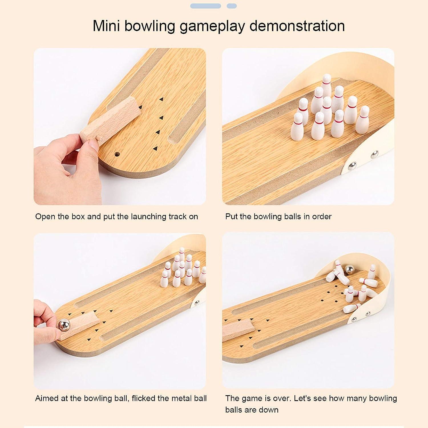 Mini Desktop Bowling Toy Set with 10 Bowling Balls - Stress Relief and ...
