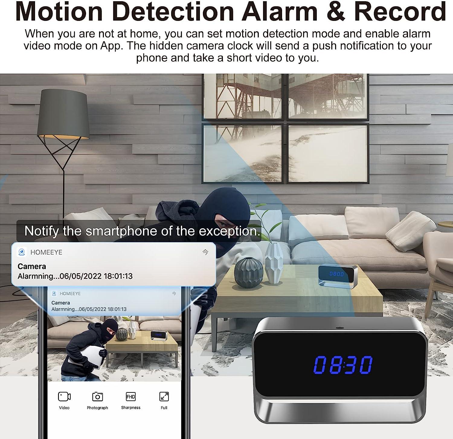 FULAO Hidden Camera Clock FHD 1080P WiFi Spy Camera - Enhanced Night ...