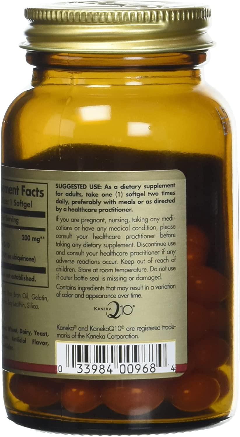 Solgar CoQ-10 200mg Softgels - Heart & Brain Support - Coenzyme Q10 ...