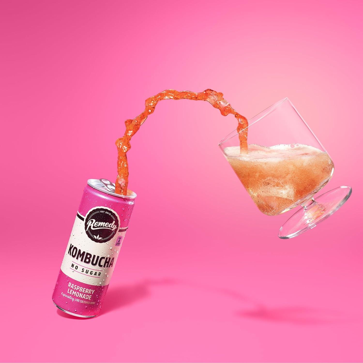 Remedy Kombucha Raspberry Lemonade 12x250ml - Sparkling Live Cultured ...