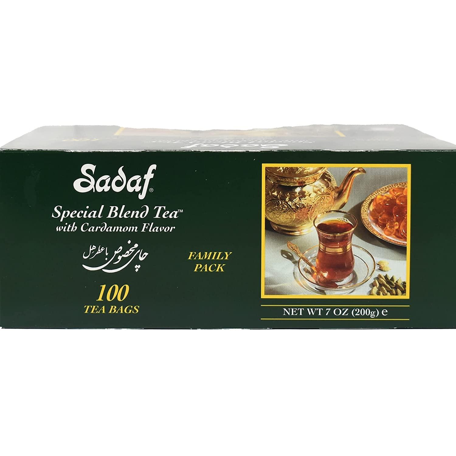 Sadaf Cardamom Tea Bags | Special Blend Ceylon Black Tea from Sri Lanka | 100 Bags (Pack of 1 ...