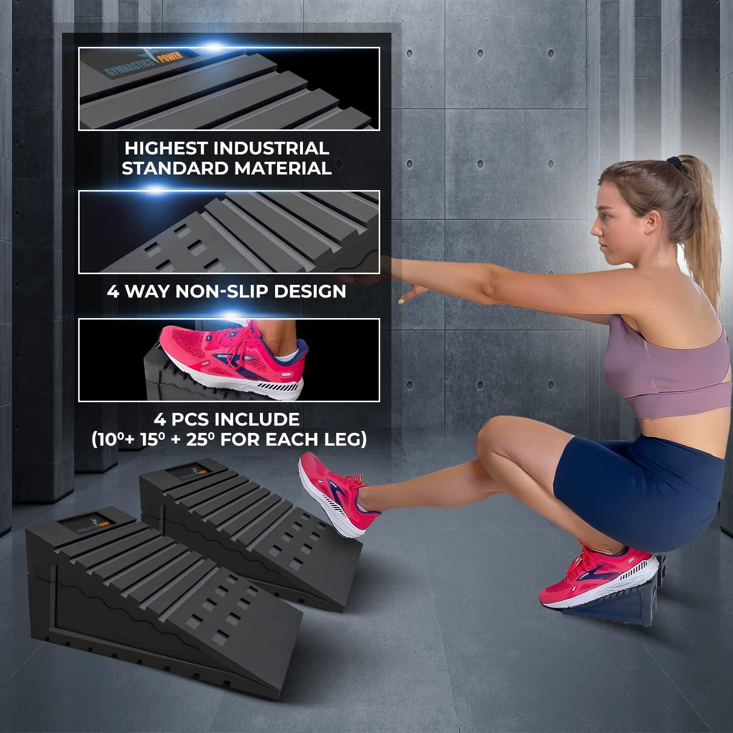 Power Adjustable Gymnastics Squat Wedge Blocks (4PCS) | Non-Slip Ramp ...
