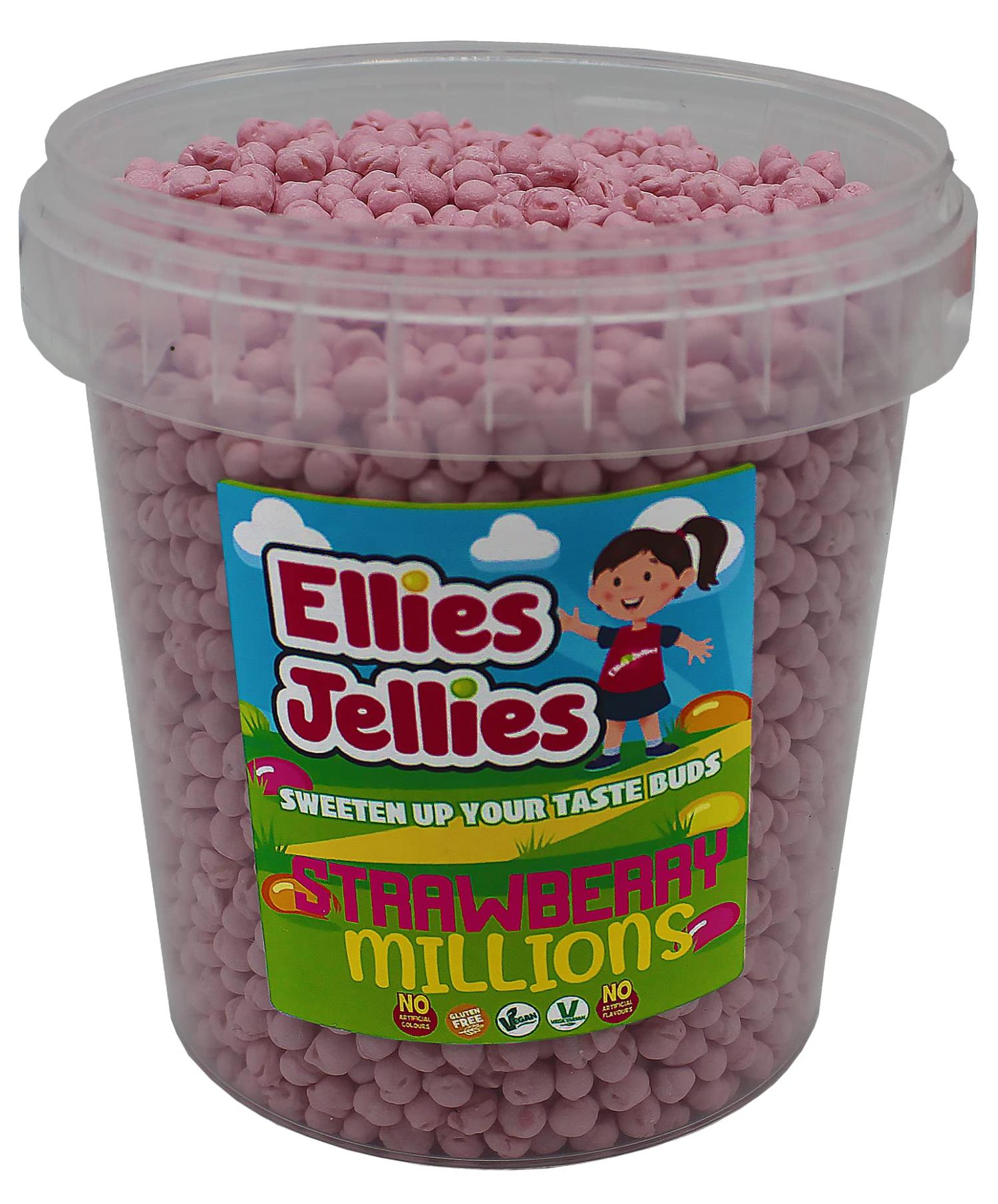Ellies Jellies Strawberry Millions Pink Millions - 753g Bucket-Mini ...