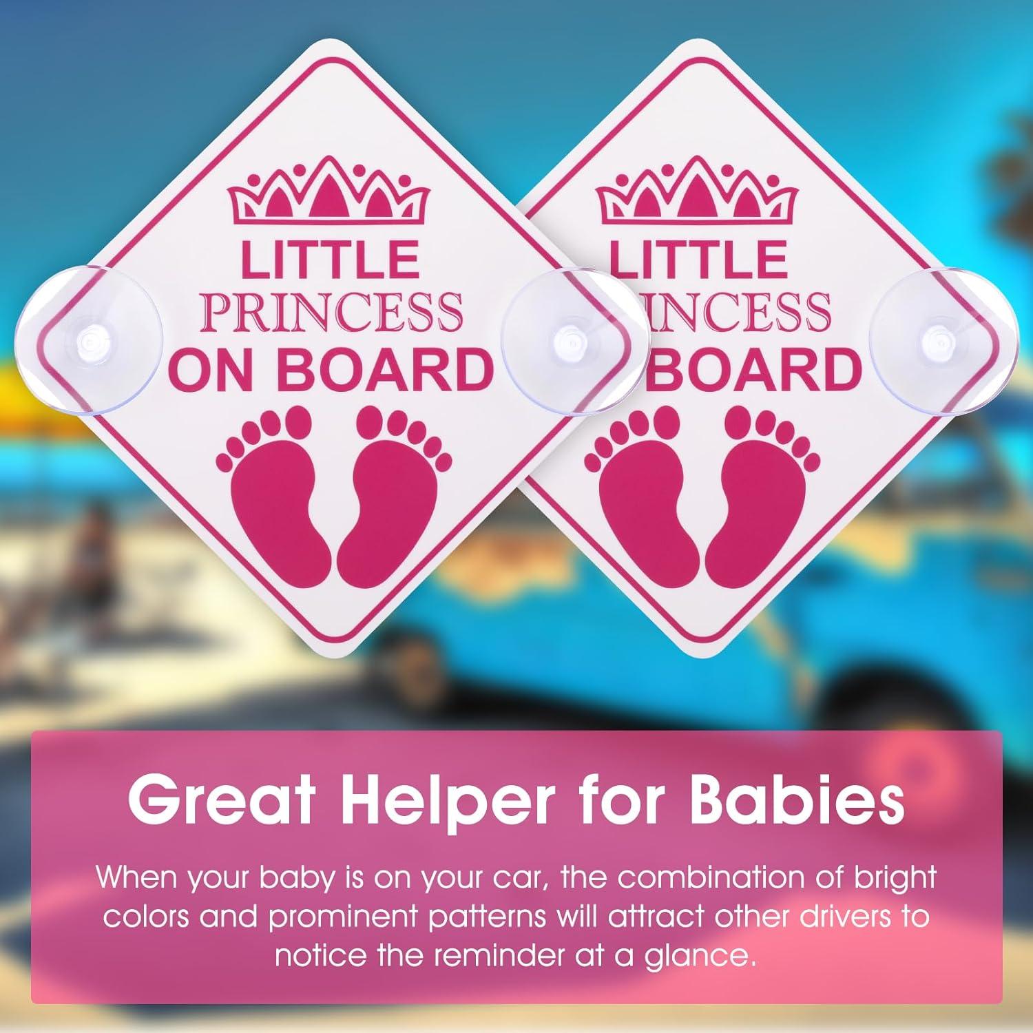 Amabro Little Princess on Board Car Warning Signs 2pcs - Pink Safety ...
