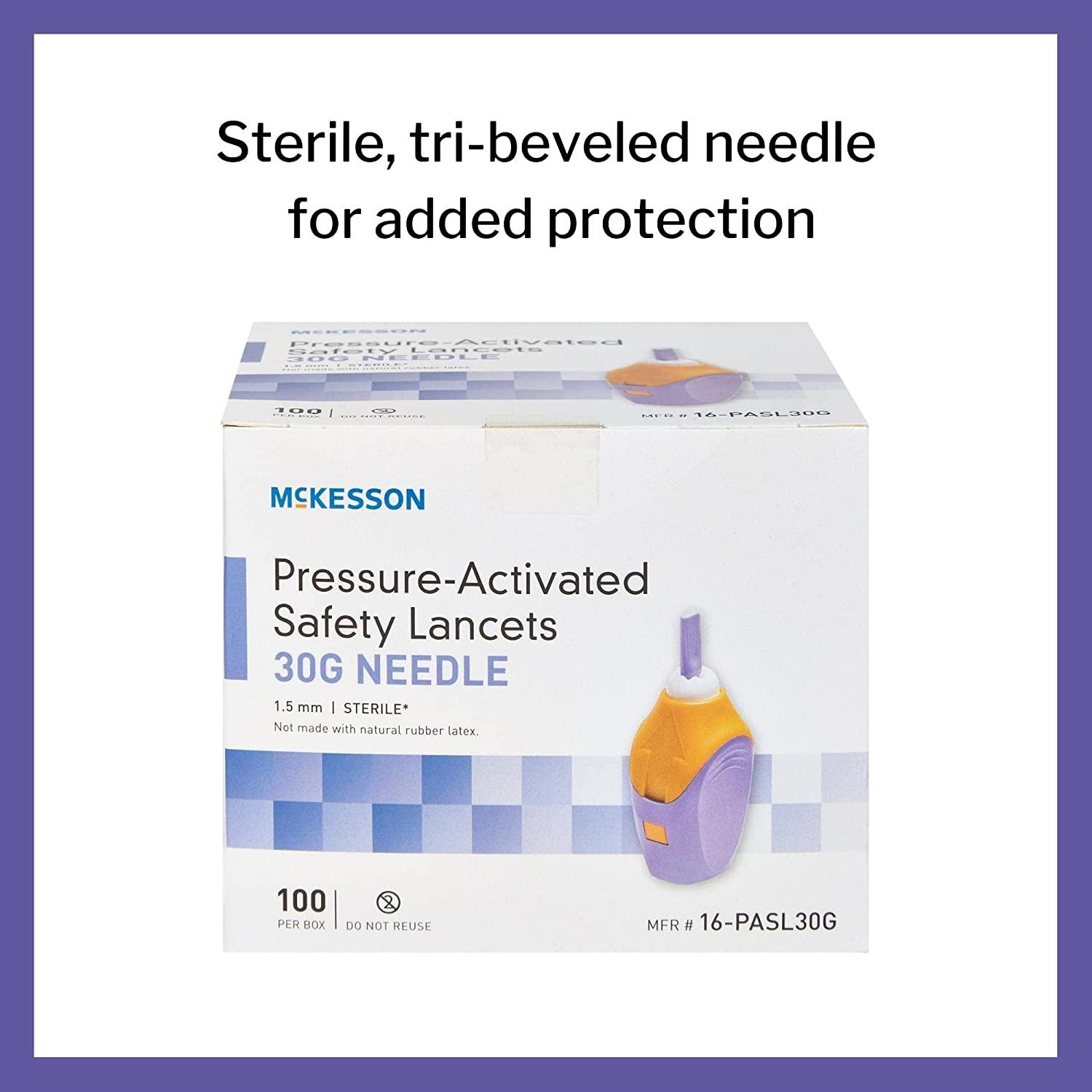 McKesson Safety Lancets 30G Sterile Pressure-Activated Needle 1.5mm 100 ...
