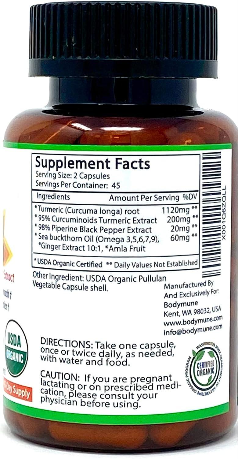 Organic Turmeric Curcumin Supplement with Vegan Omega 3 6 7 & 9 | 90 ...