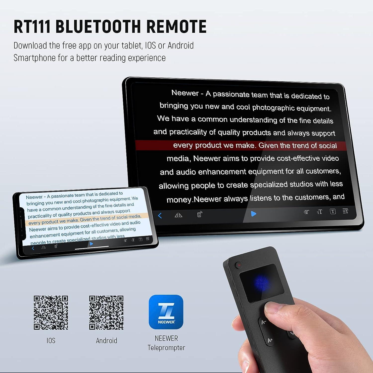 NEEWER RT111 Remote Control for Teleprompter App - Bluetooth, Silent ...