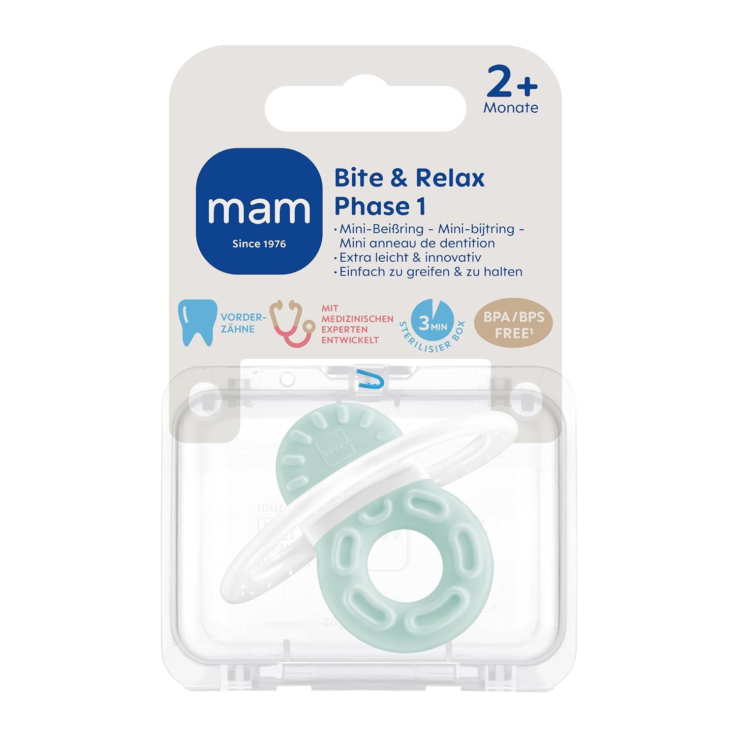 Mam Bite & Relax Phase 1 Mini Bite Ring for Front Teeth - Lightweight ...