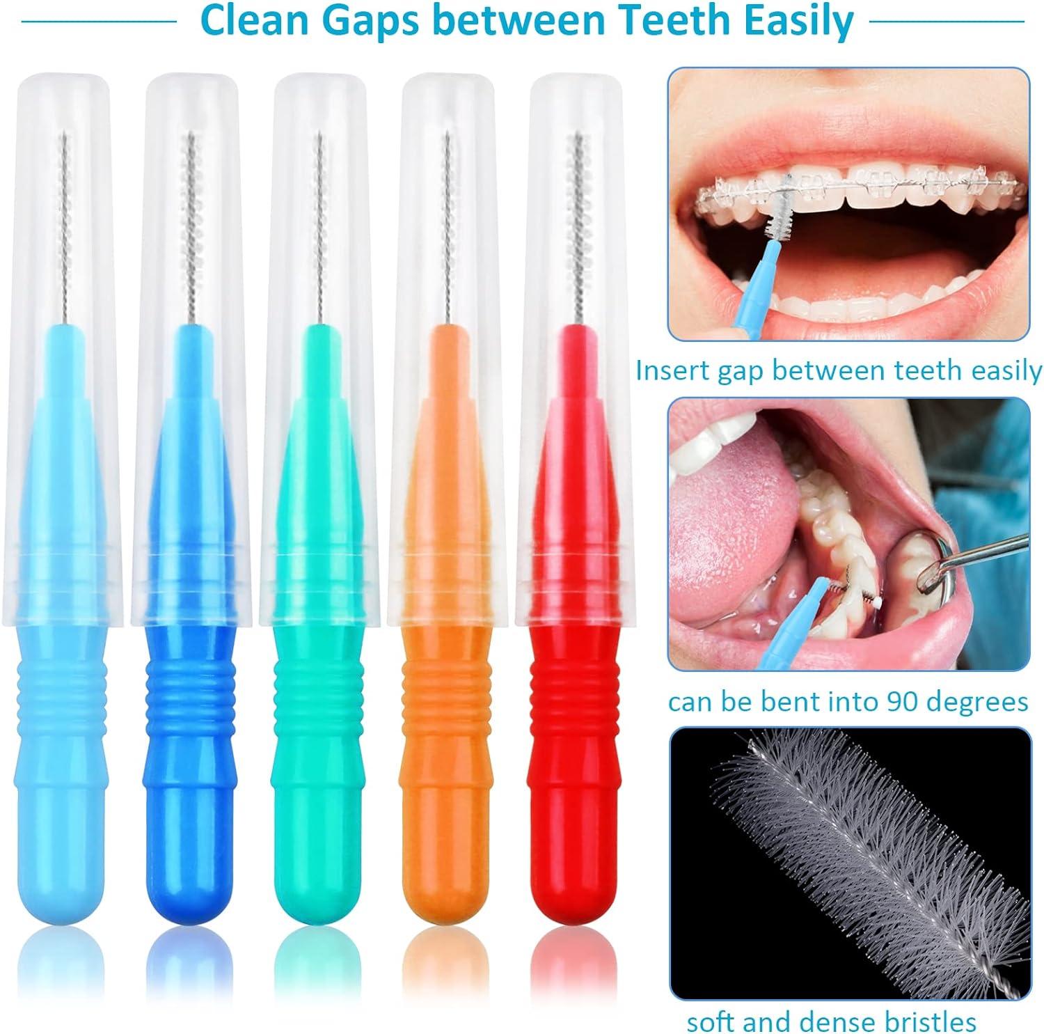 Soft Interdental Brushes with Floss Picks - 0.8mm Gaps Between Teeth Cleaners (60 Count) | Buy ...