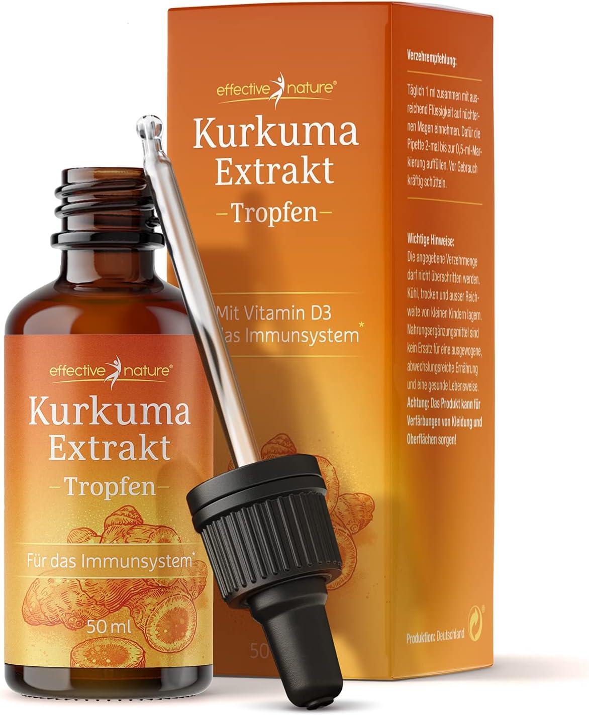 Turmeric Extract 50ml - Vegan Supplement with Vitamin D3 No Additives ...