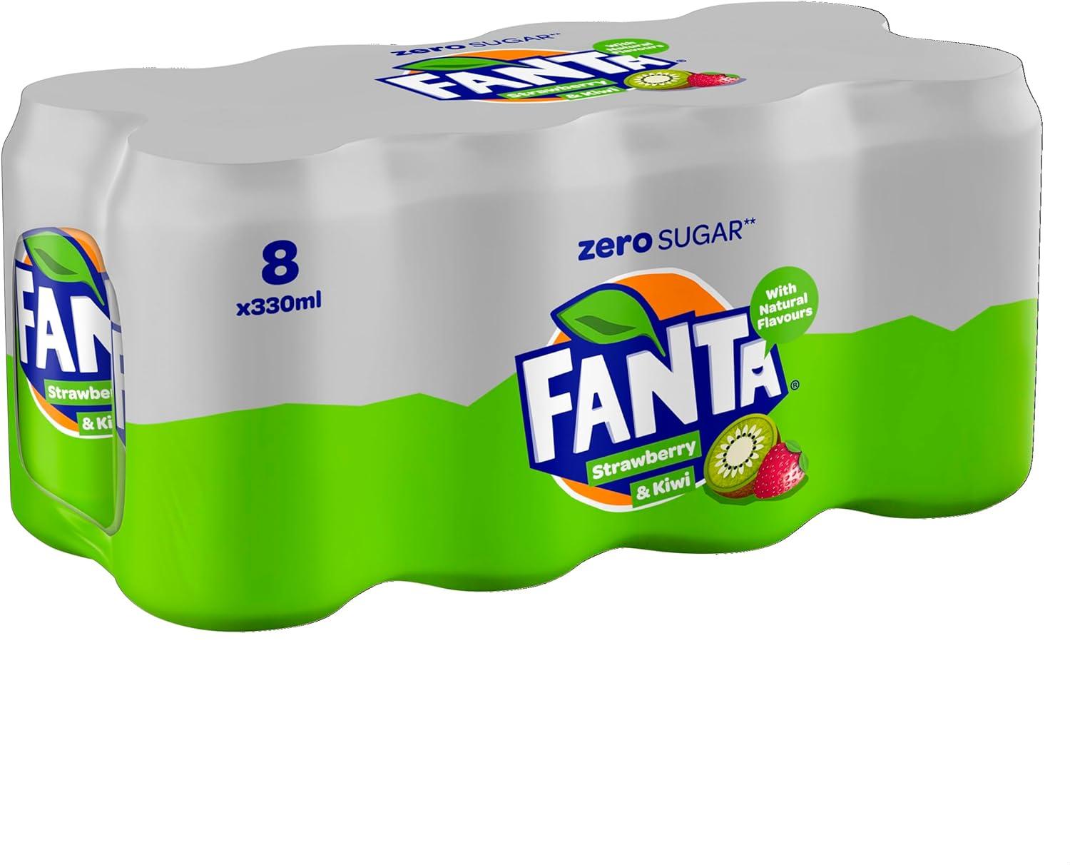Fanta Zero Strawberry & Kiwi 8 x 330ml - Refreshing Fruit Flavored Soda | Buy Now with Express ...