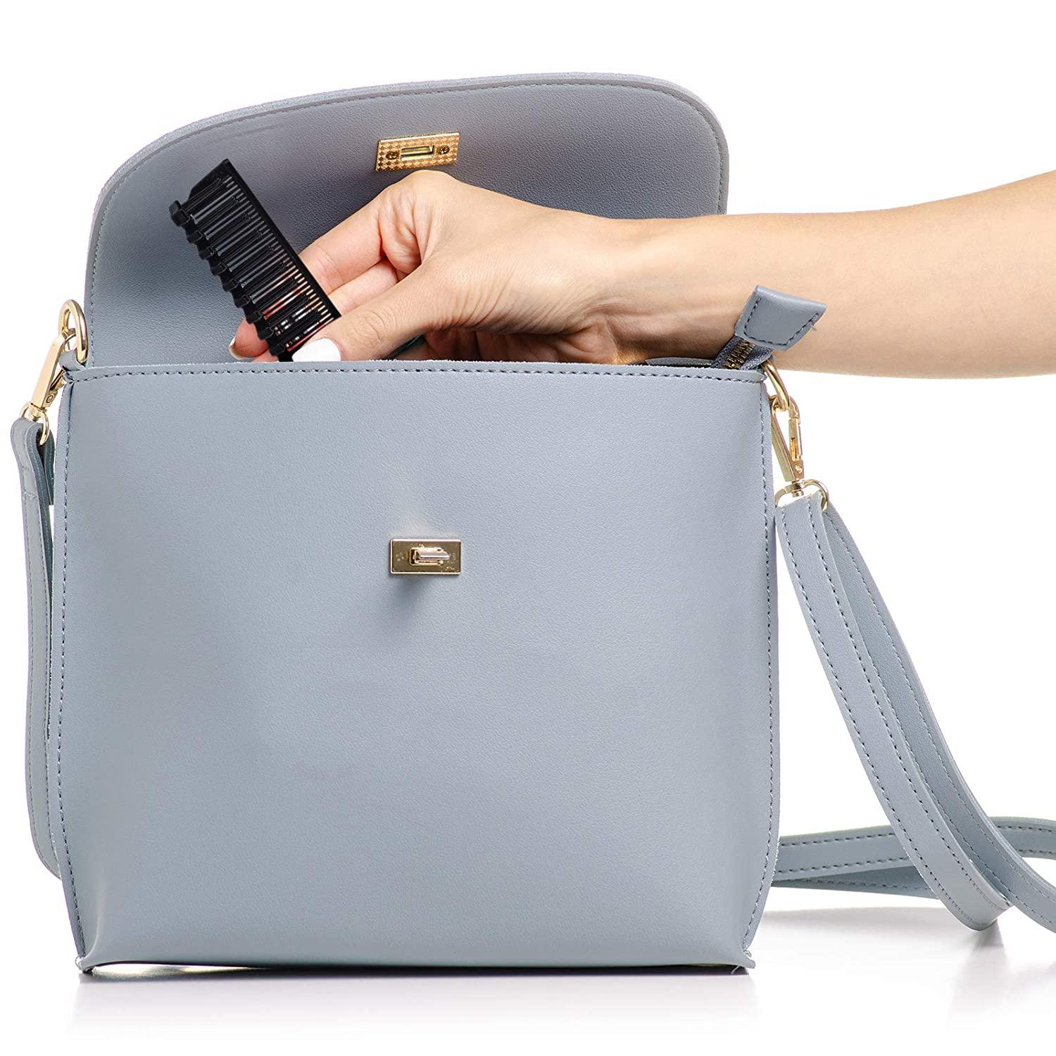 10-Piece Portable Travel Folding Comb and Brush Combo in Black ...