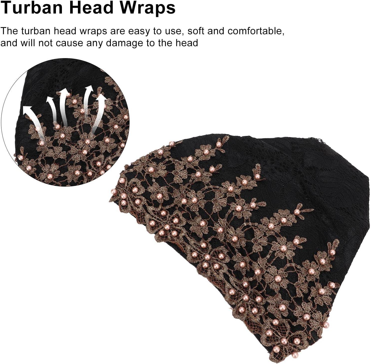 Vintage Embroidered Floral Lace Muslim Turban Caps for Women - Stretch ...