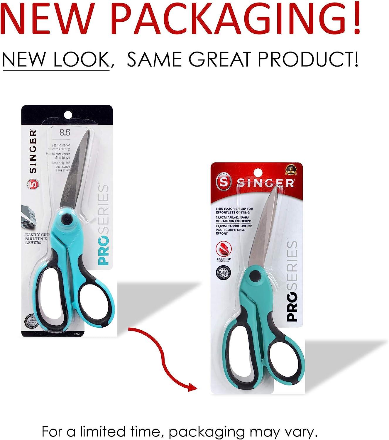 SINGER 00561 ProSeries 8-1/2-Inch Heavy Duty Bent Sewing Scissors - Teal