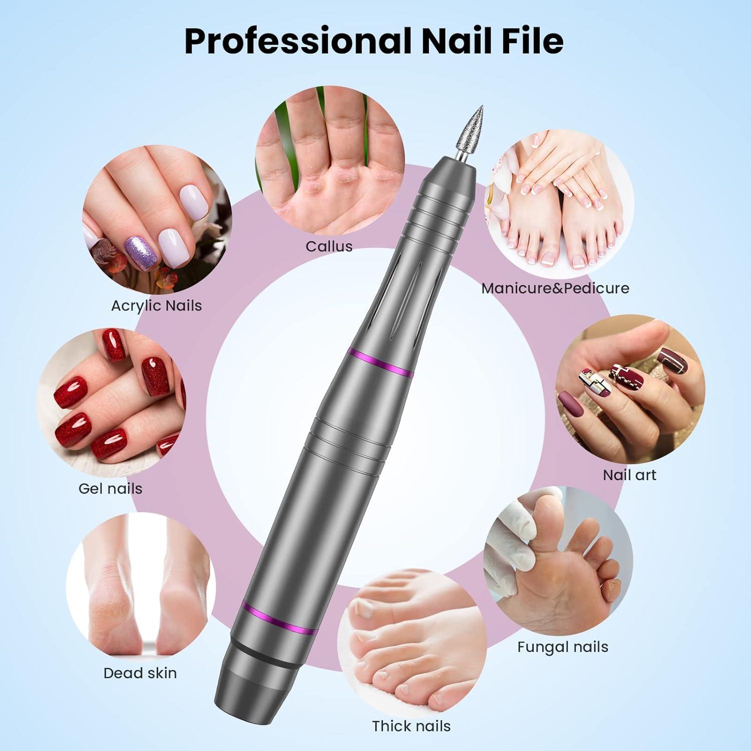 Professional Electric Nail File Set | Low Vibration 20000 RPM ...