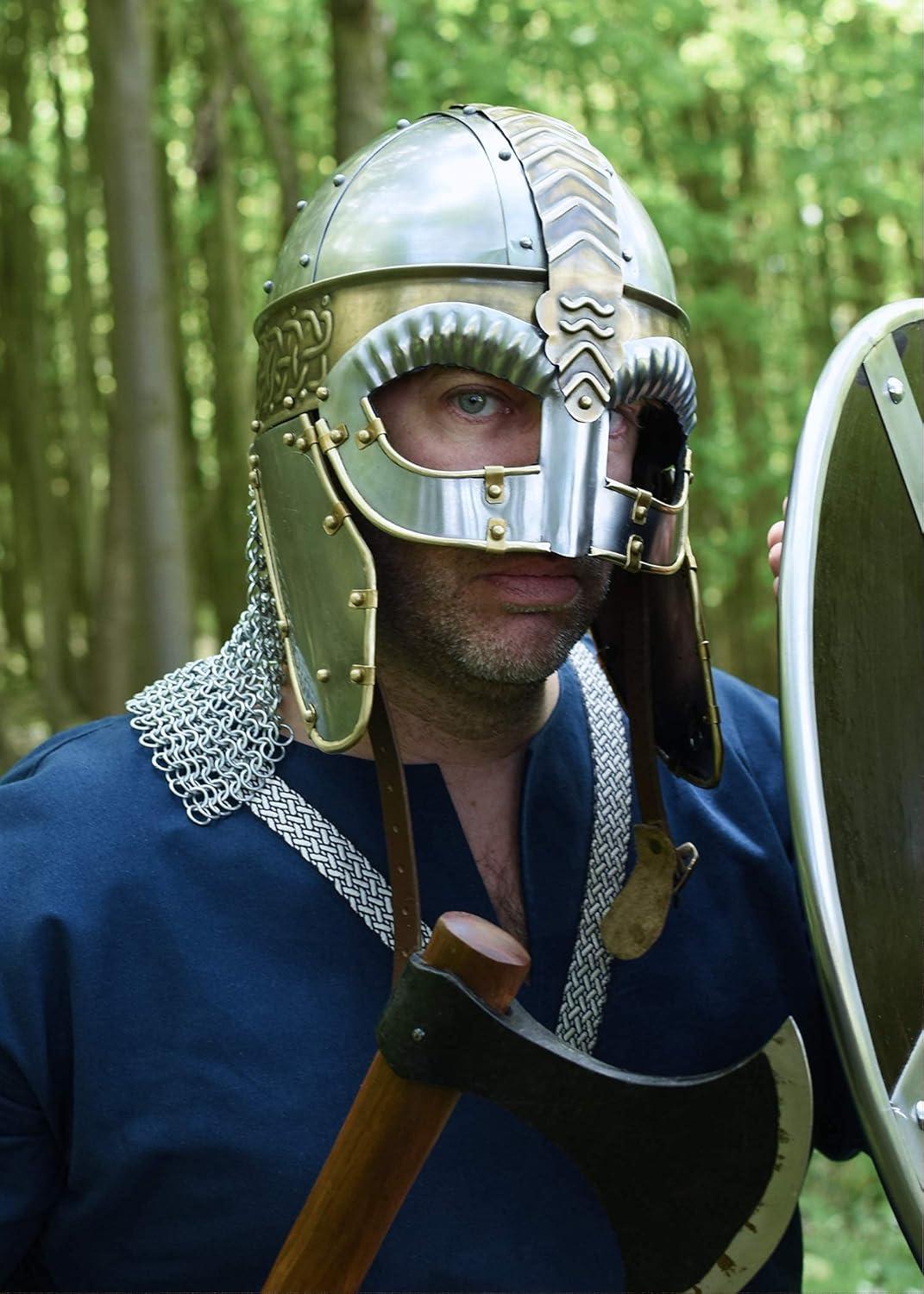 Battle Merchant Beowulf Viking Helmet - Steel Adult Helmet with Cheek ...