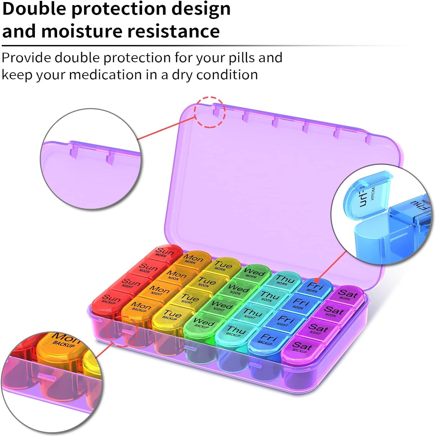 Betife Weekly Pill Box Organizer - 7 Day Daily Pill Dispenser with 4 ...