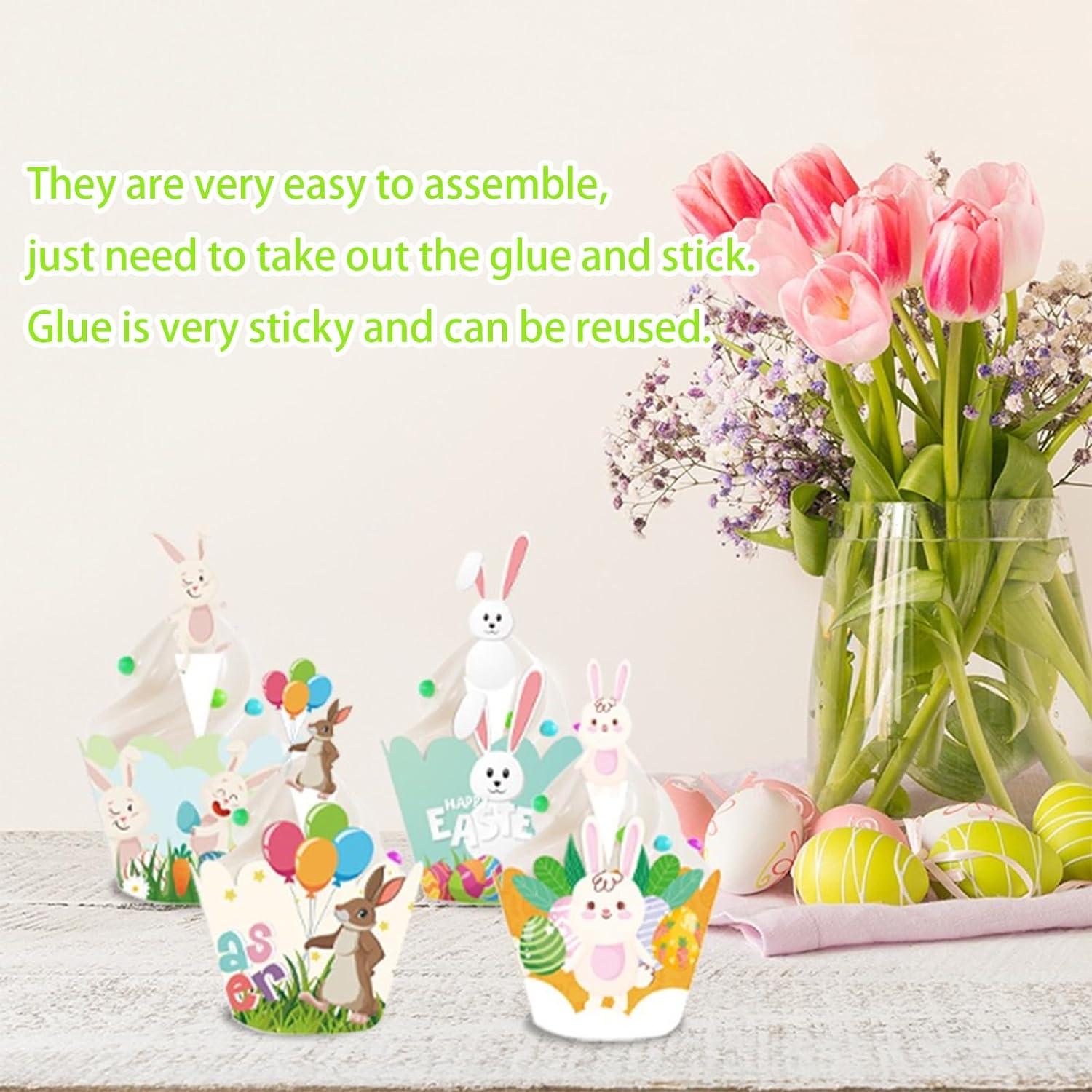 ICNYEKl 24 Pcs Easter Cake Toppers Bunny Carrot Cupcake Wrapper Liners ...