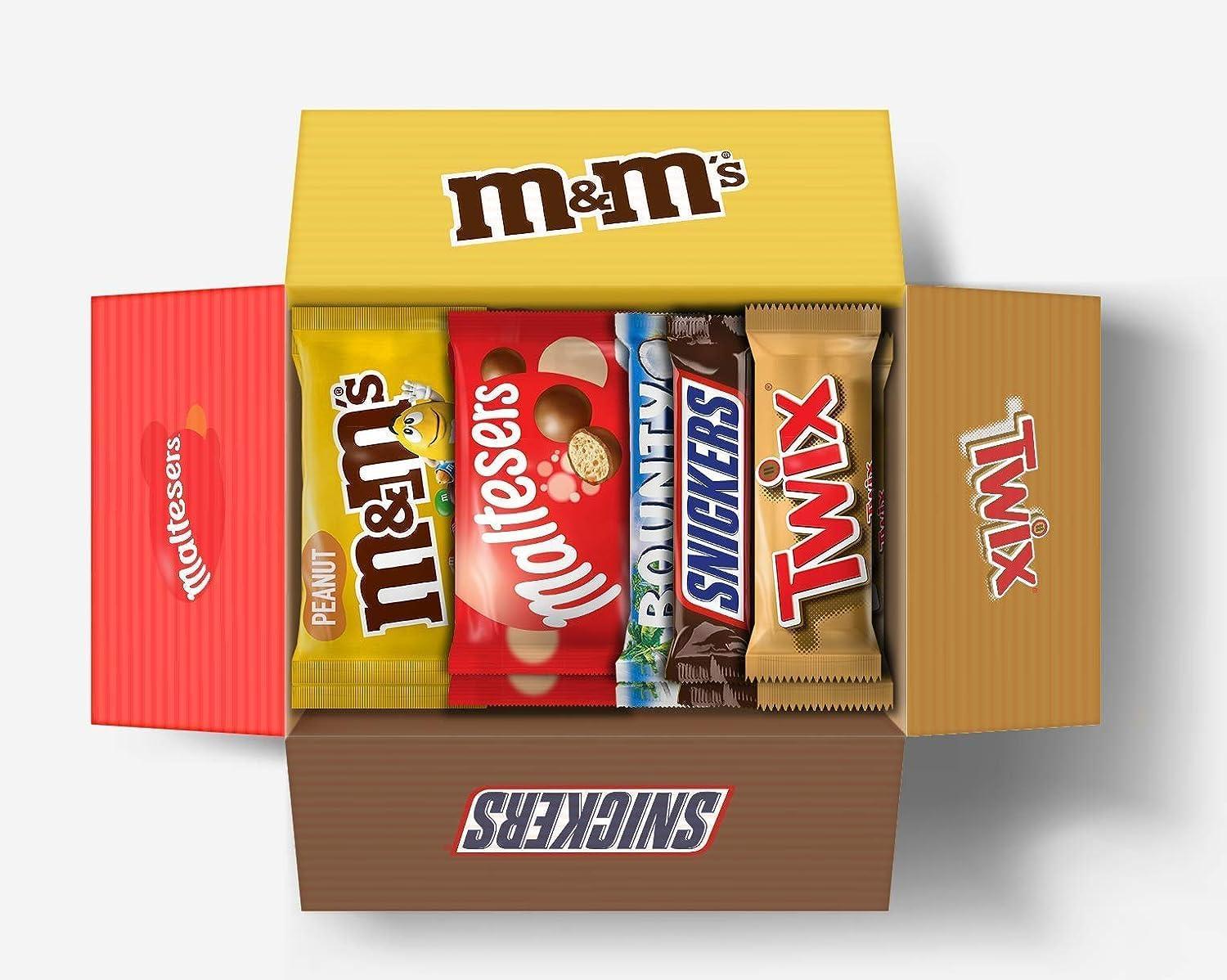M&M's Snickers & More Mixed Chocolate Bar Variety Bulk Box 30 Bars 1 ...