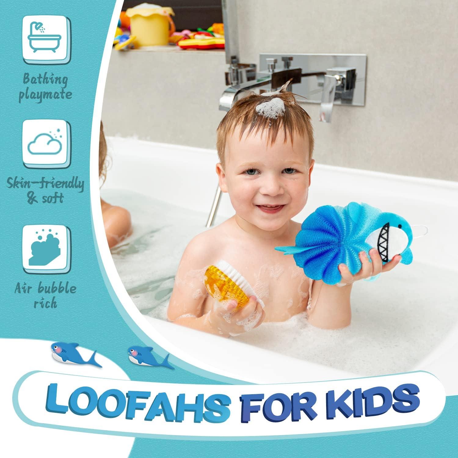 Cute Cartoon Bubble Bath Loofahs for Kids - 2 Pcs Body Scrubber Sponges ...