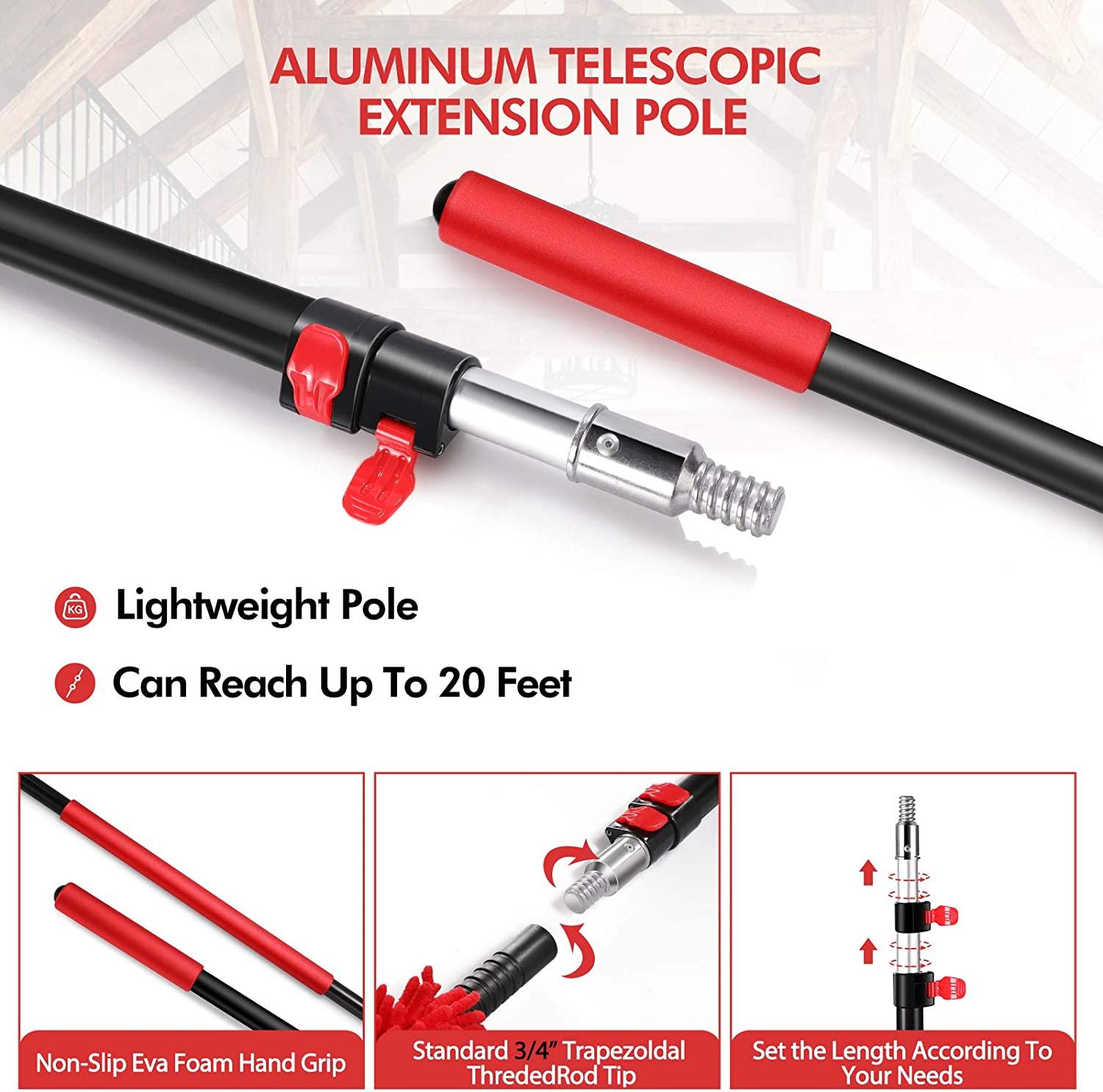 20ft High Reach Dusting Kit with Telescopic Pole - Indoor & Outdoor ...