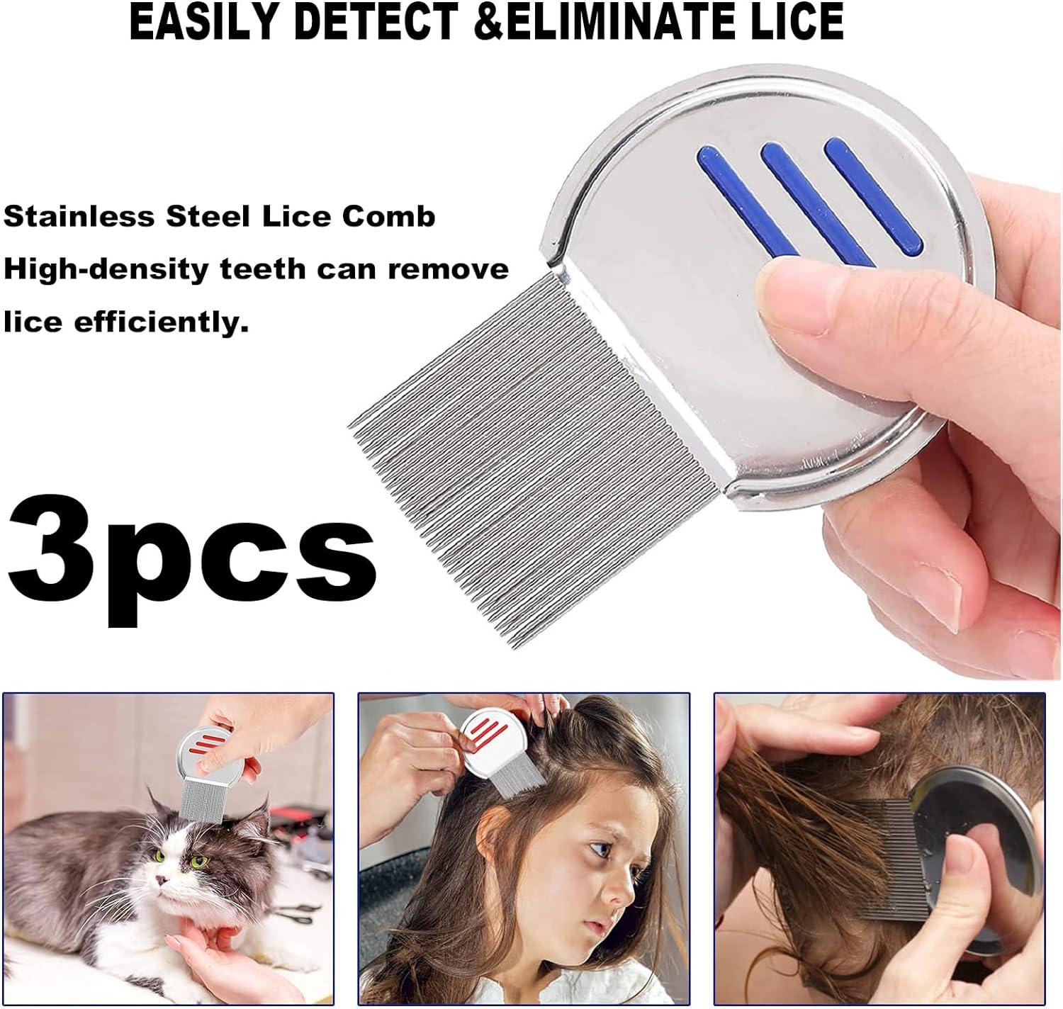 3 Pcs Reusable Gritty Nit Comb Set for Head Lice Treatment - Red Blue ...