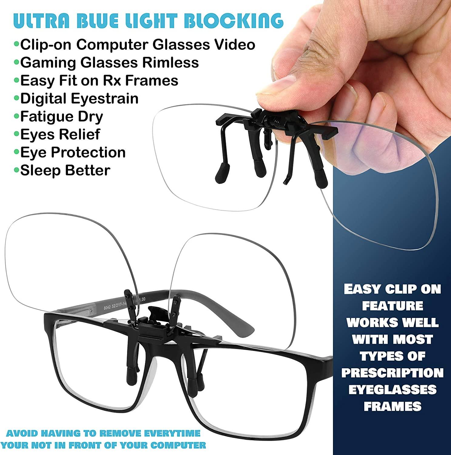 Blue Light Clip on Computer Glasses - Digital Eyestrain Relief for ...