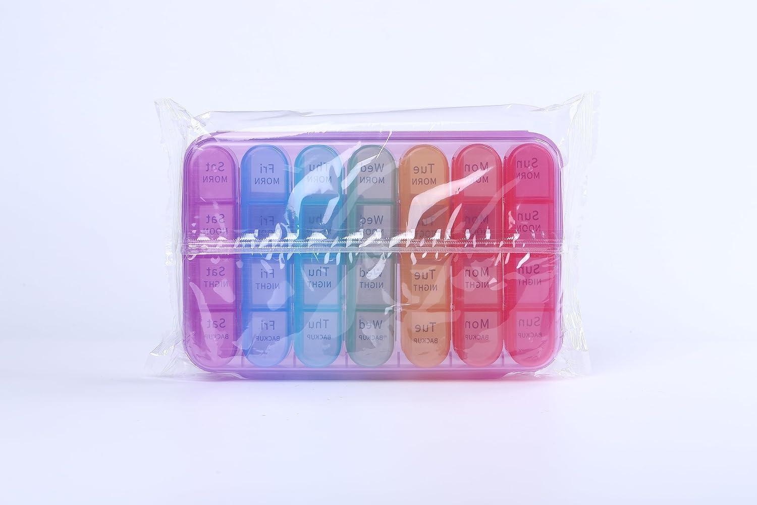 Pill Box 4 Times a Day 7 Days Pill Organiser Box with 28 Compartments ...