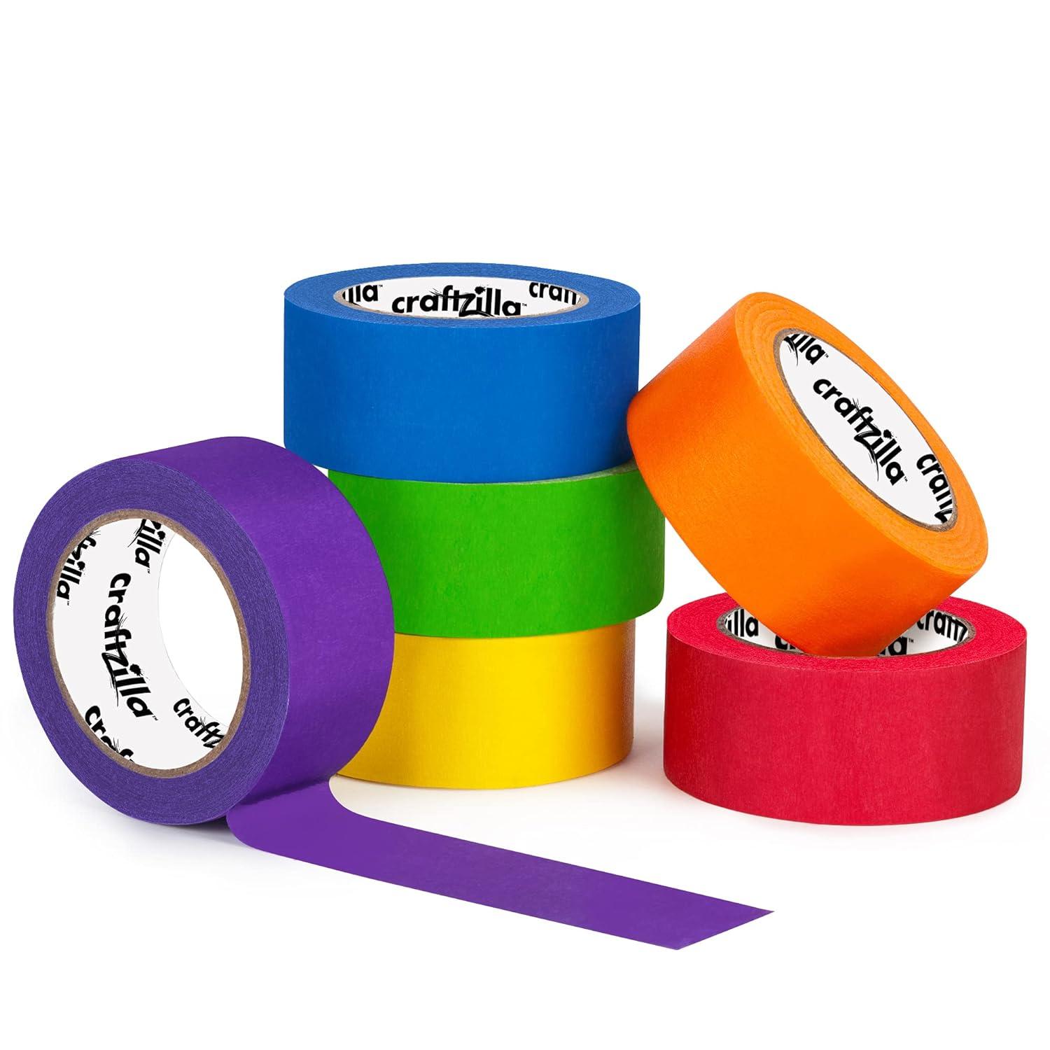 Craftzilla Colored Masking Tape 6-Roll Multi Pack - Vibrant Rainbow ...
