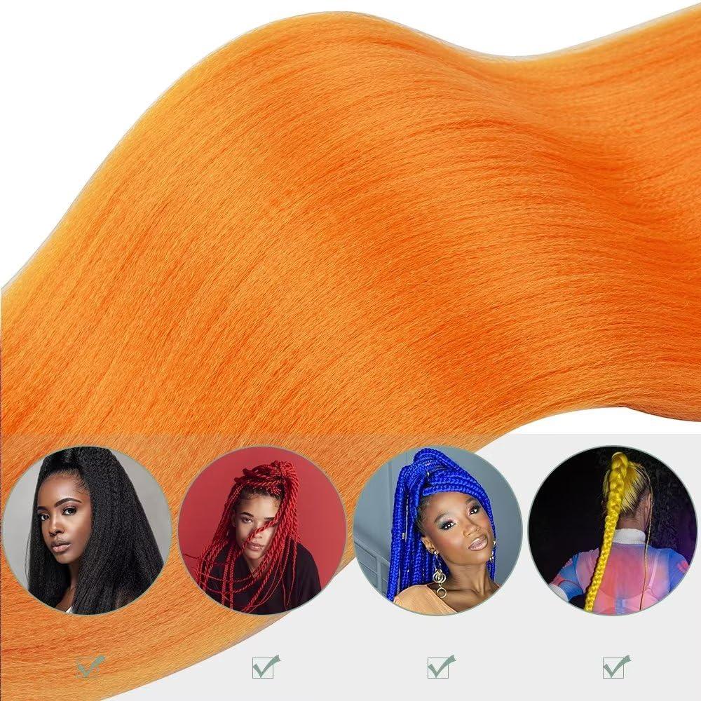 YDDM 26 Pre-Stretched Braiding Hair Extensions - 6 Packs Orange Jumbo ...