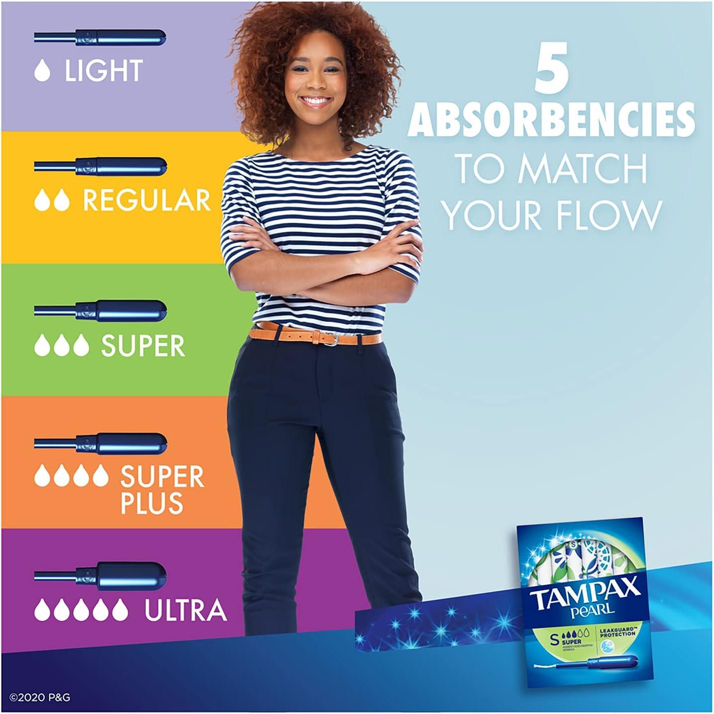 Tampax Pearl Plastic Super Absorbency Unscented Tampons 18 Count One ...