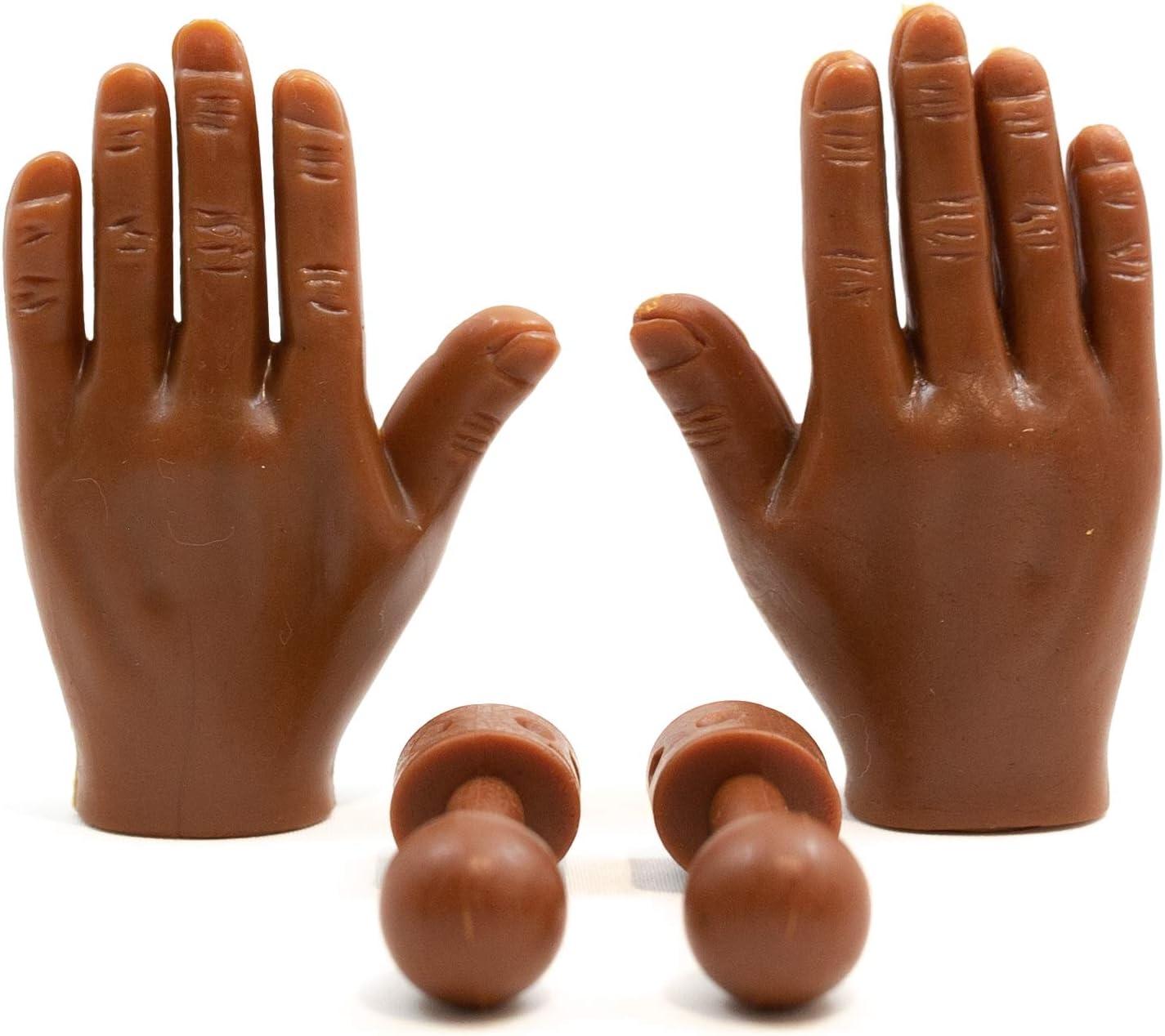 Dark Skin Tiny Finger Hands 2 Pack - Miniature Rubber Hand Puppets for ...