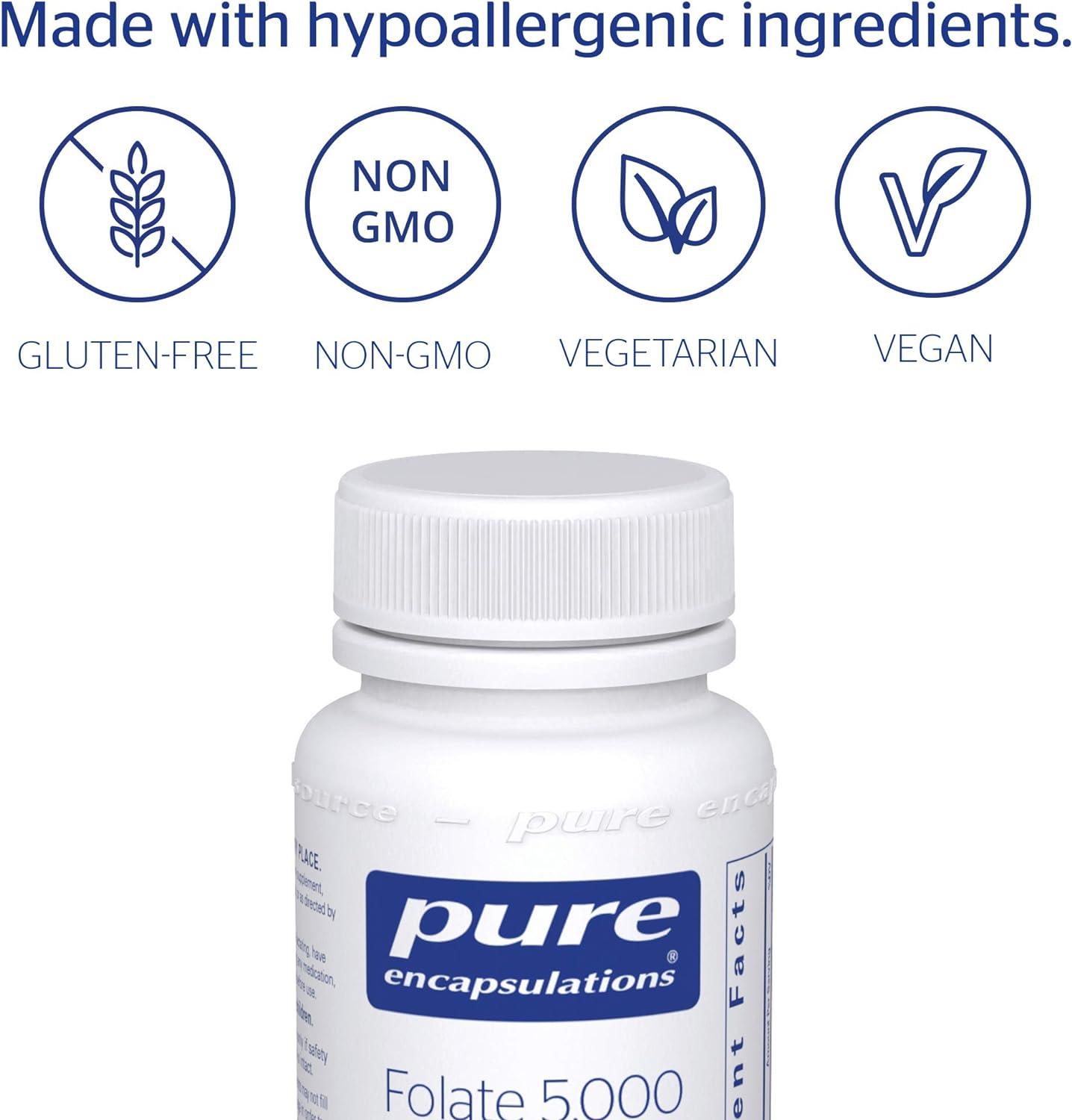 Pure Encapsulations Folate 5000 - 5-MTHF Vitamin B9 - 60 Capsules | Buy ...