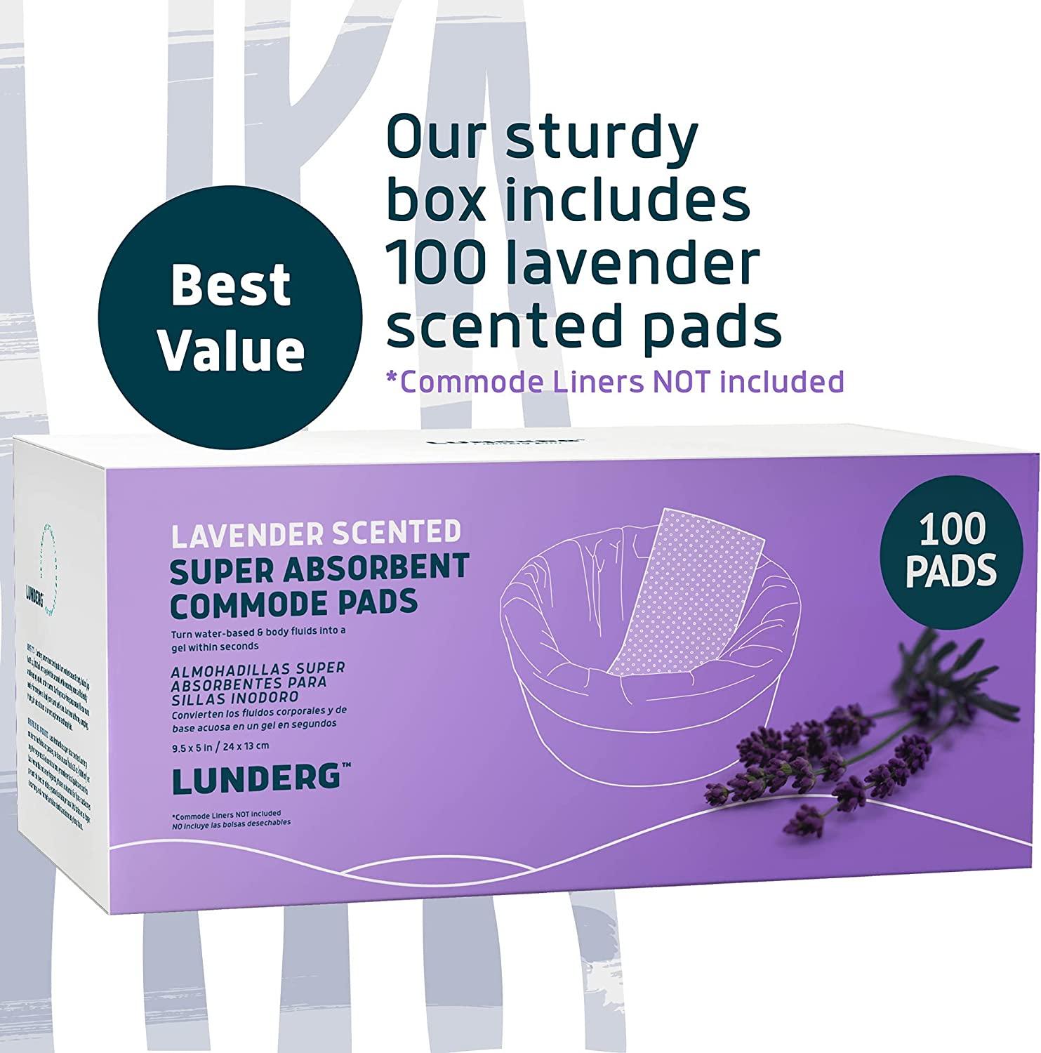Lunderg Lavender Scented Super Absorbent Commode Pads - 100 Count Value ...
